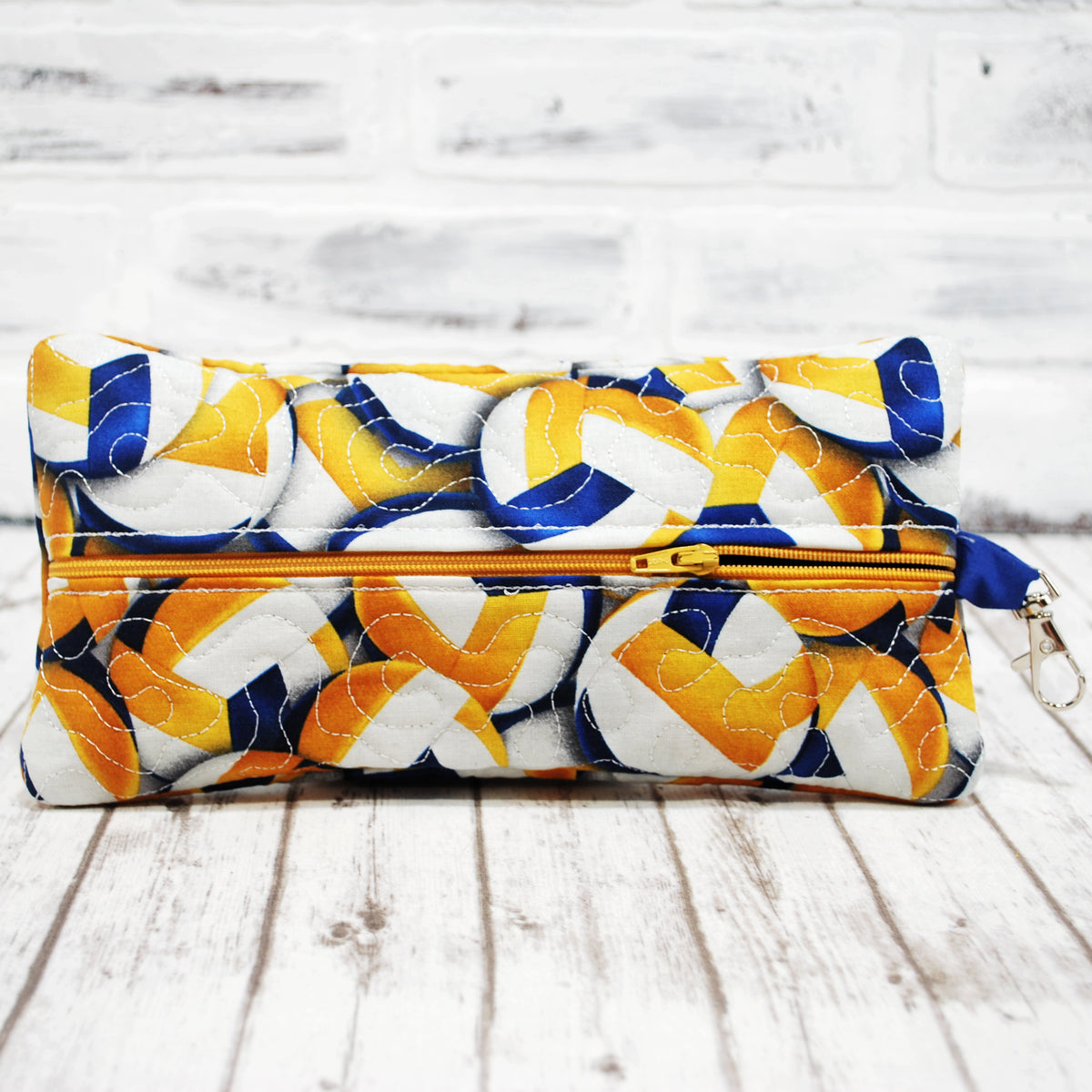 Blue and Gold Volleyball Personalized Quilted Pouch – Persunly